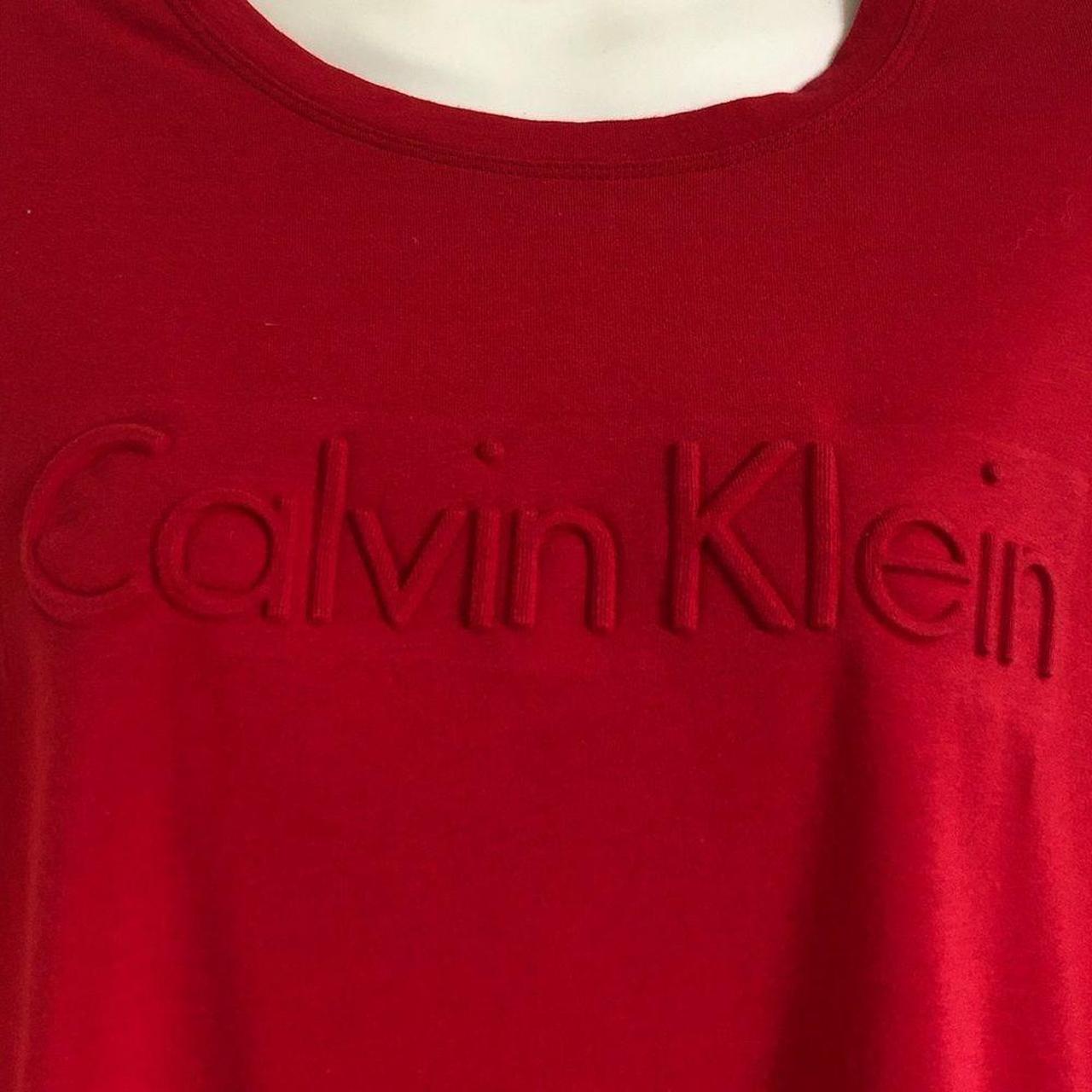Calvin Klein raised front logo’d long sleeve red... - Depop