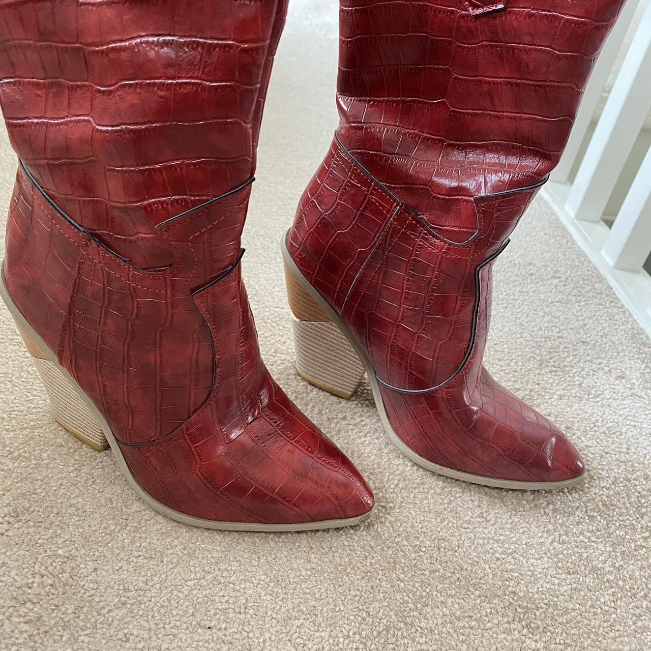 Red Cowboy Boots Style – beautiful dark red pointed... - Depop