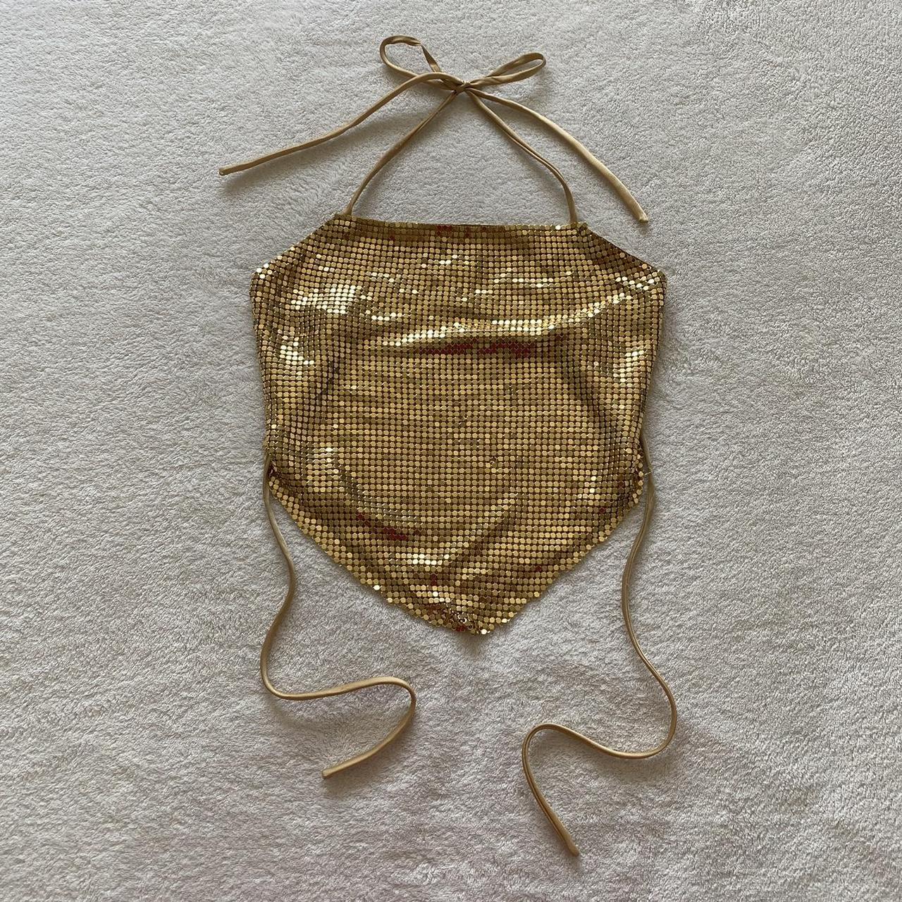 Vintage Gold Crop Top Style – stunning 90s gold... - Depop