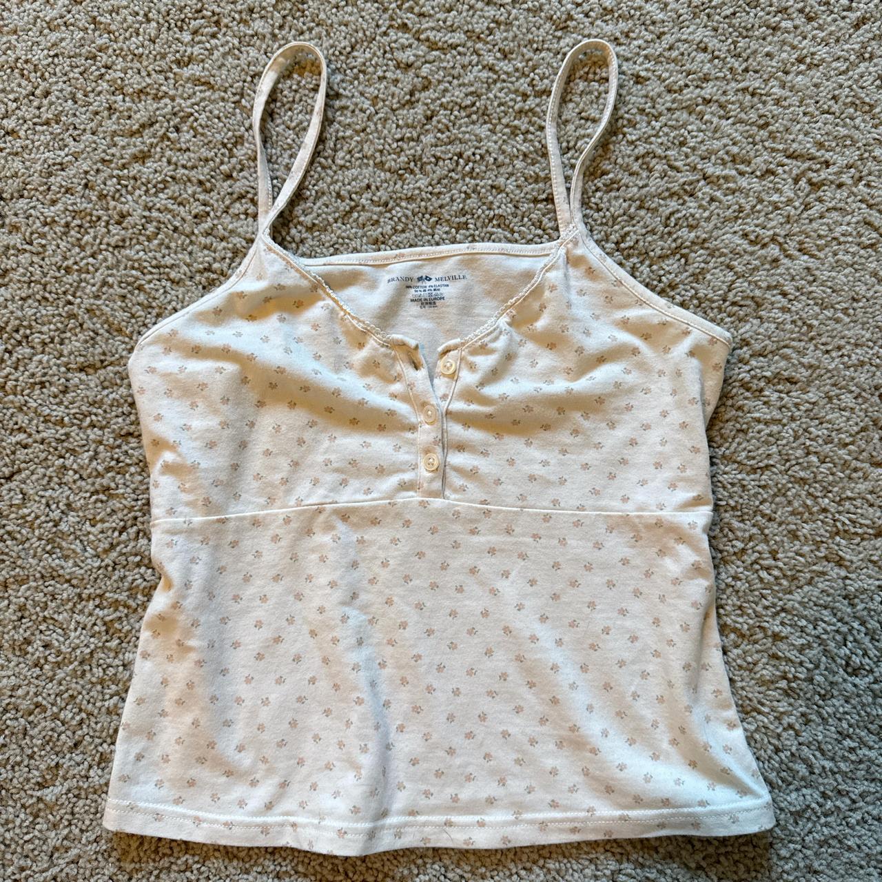brandy floral pinky tank fits like a small, no... | Depop