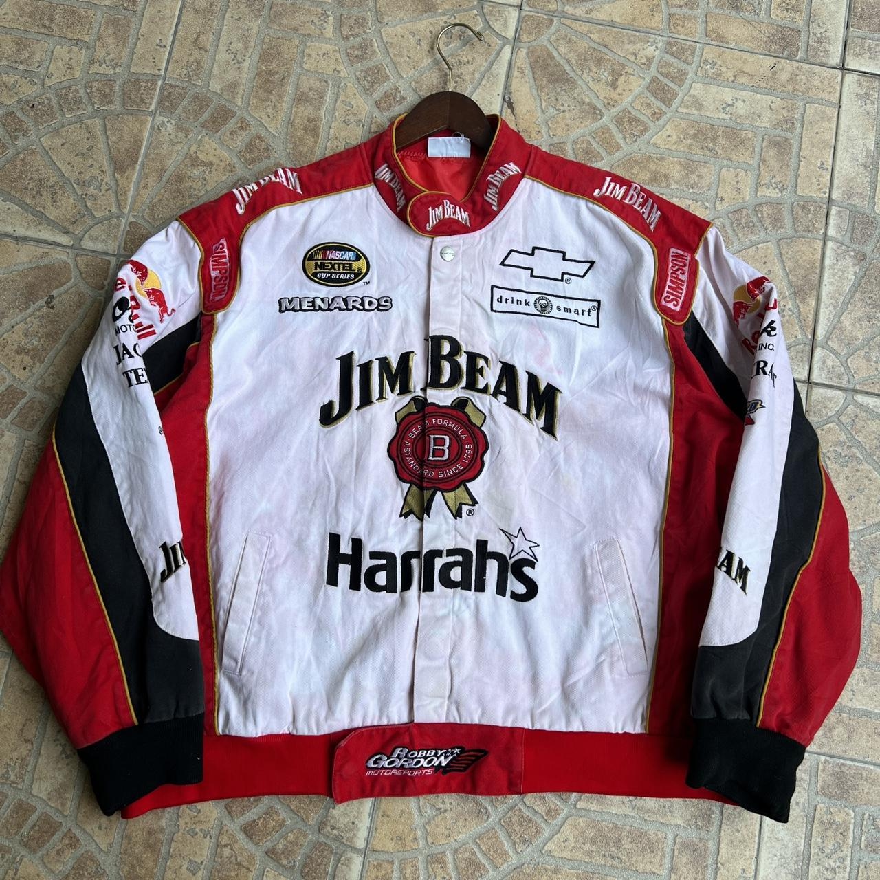 Vintage Jim Beam Nascar Racing Jacket Size XL Red... - Depop