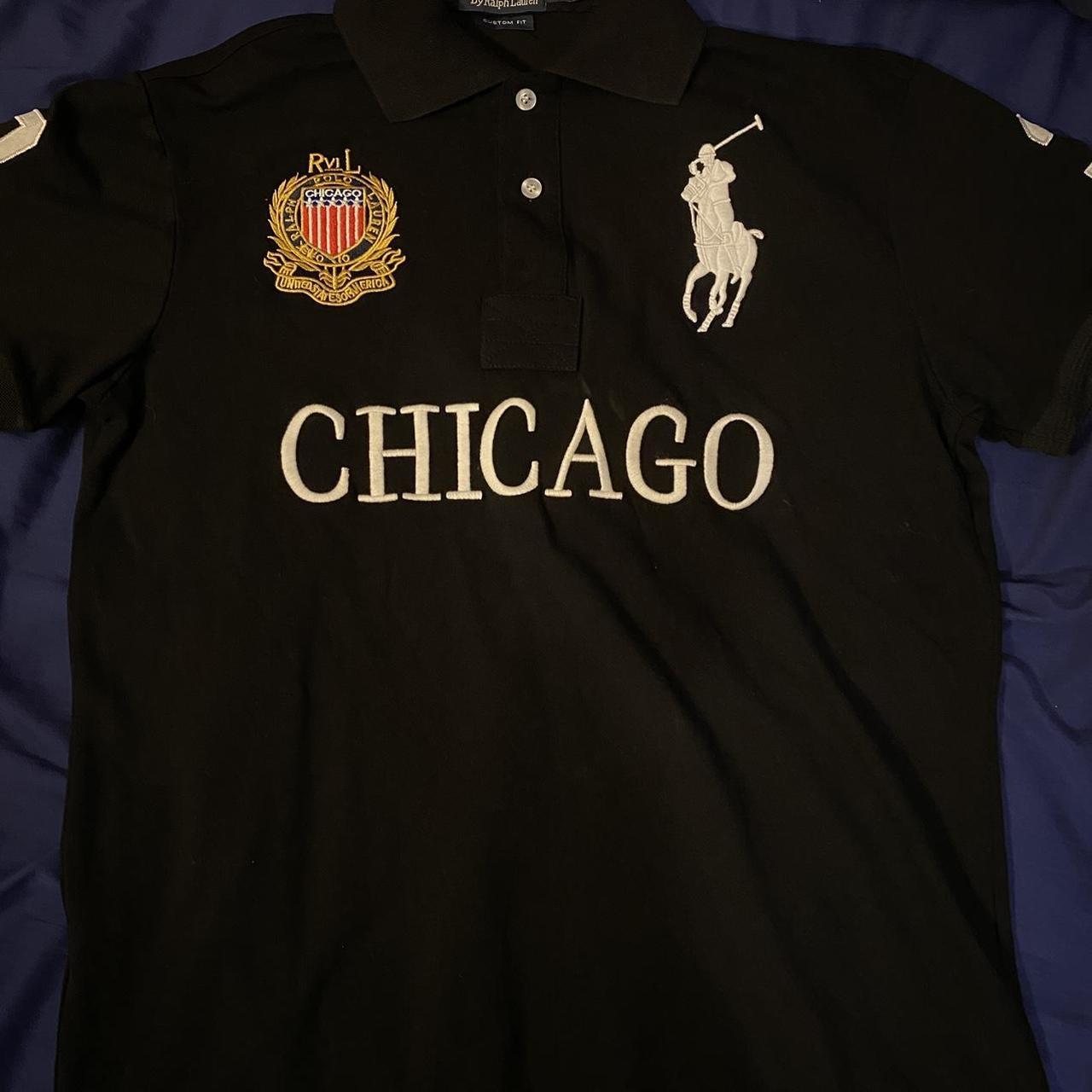 Black chief keef “Chicago” Polo Ralph Lauren polo... | Depop