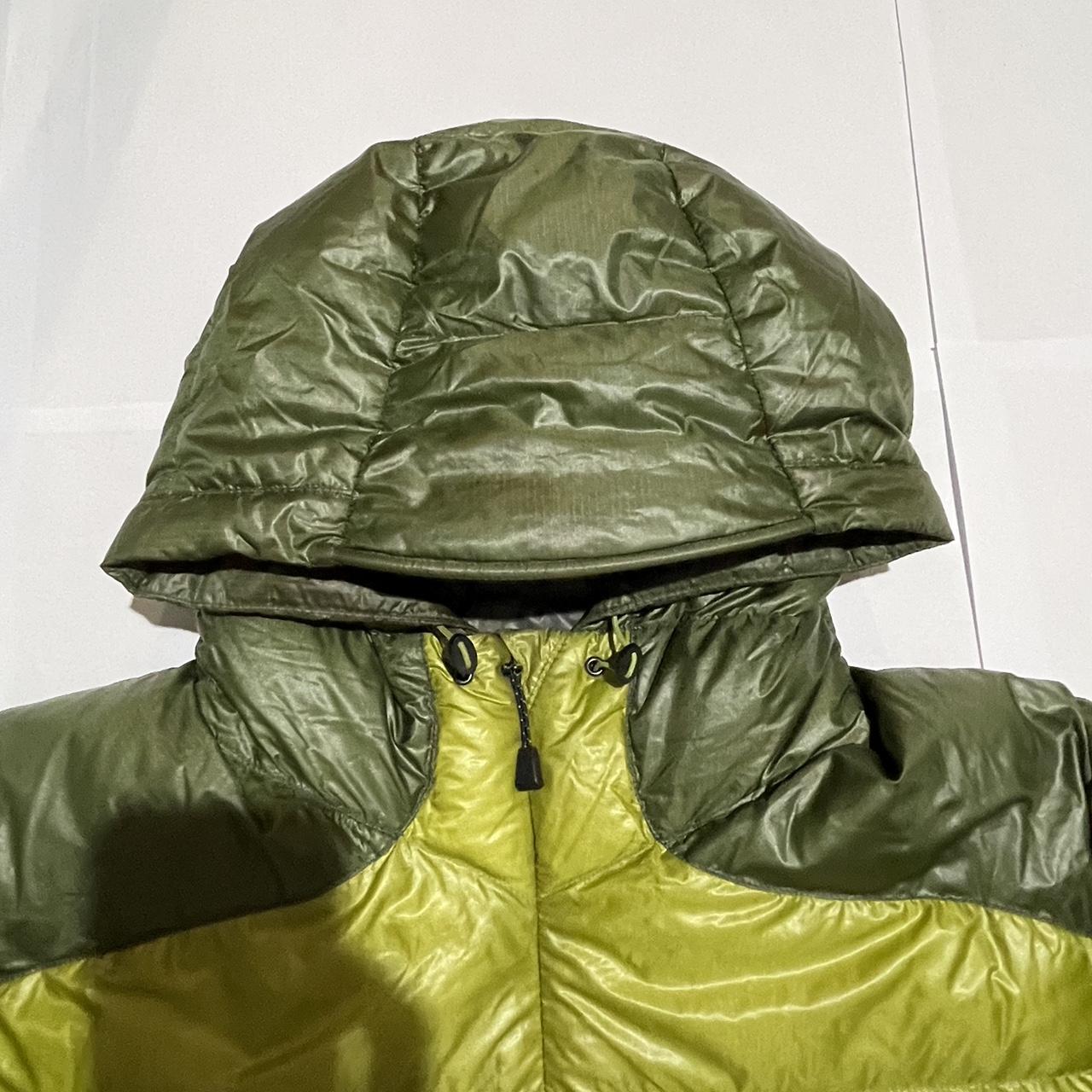 Two tone green montbell down puffer jacket Size S... - Depop