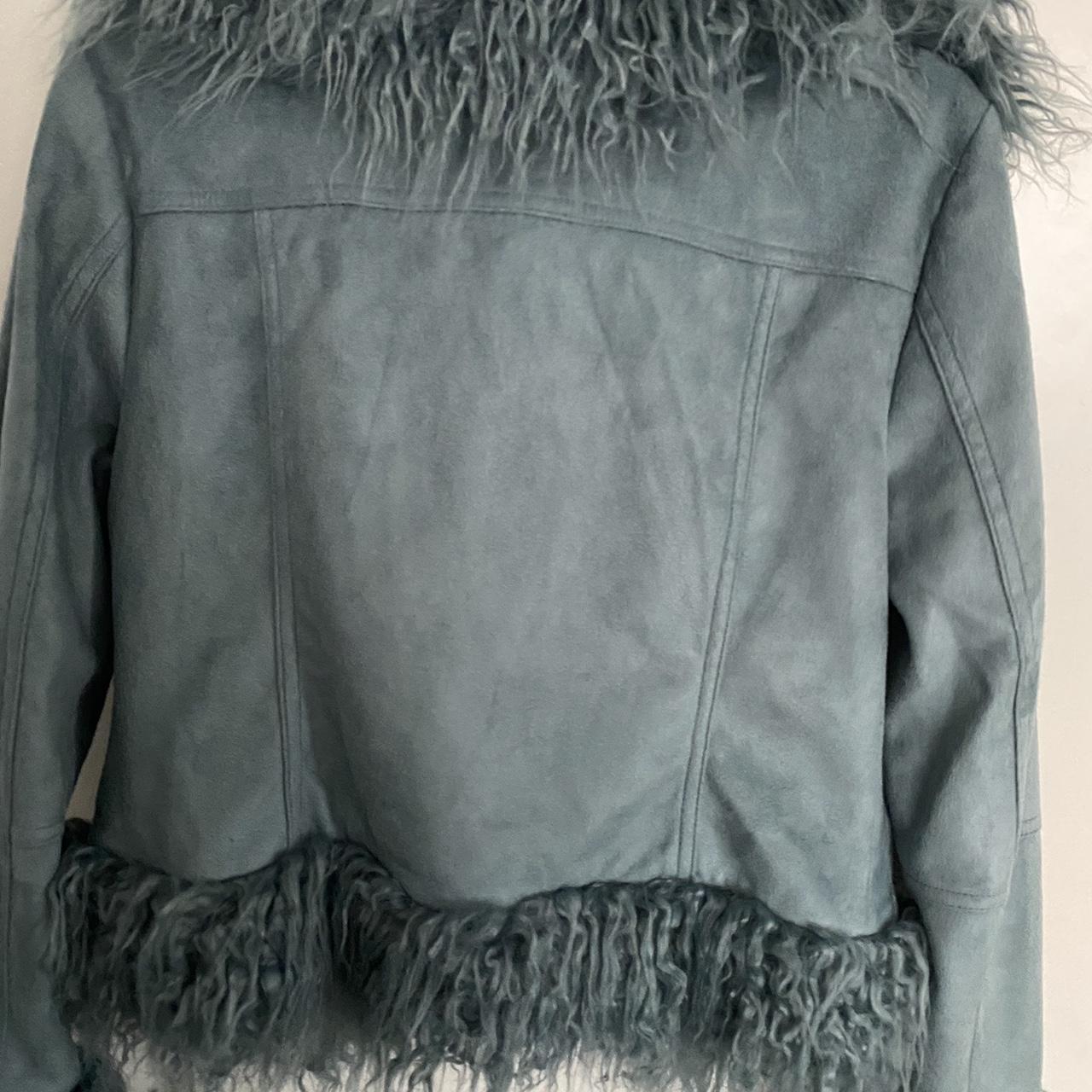 urban outfitters blue afghan coat perf condition,... - Depop