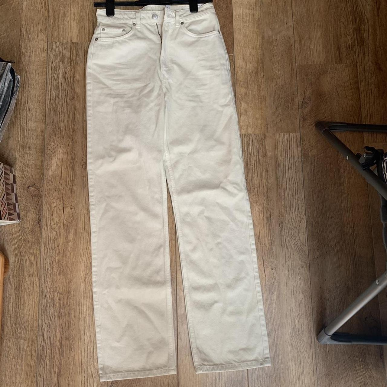 Beige Rowe Weekday straight fit jeans. Waist 27... - Depop