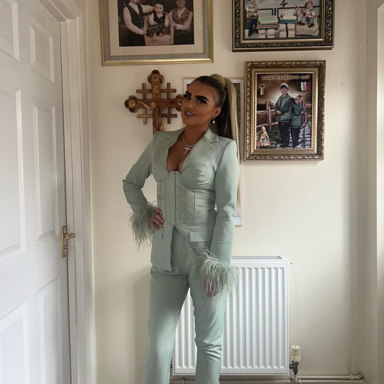 lavish alice tage green suit size 8-10 like new only... - Depop