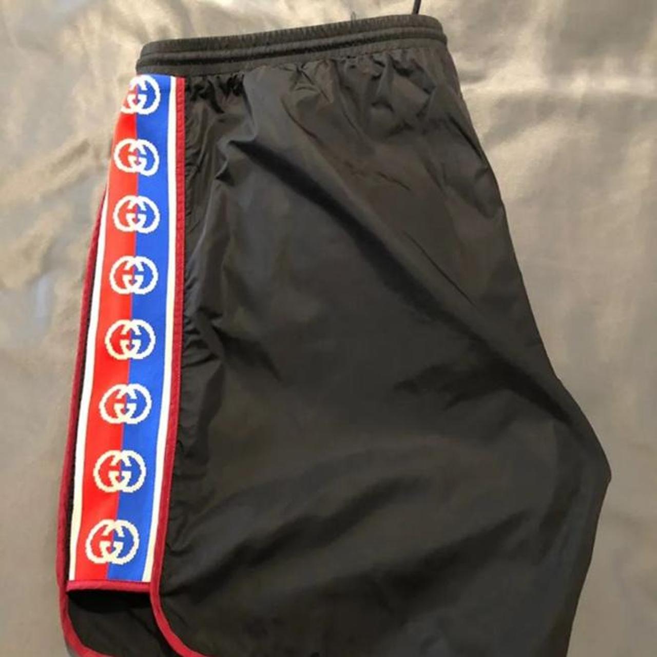 Gucci GG logo Tape Black nylon swim shorts size IT... - Depop