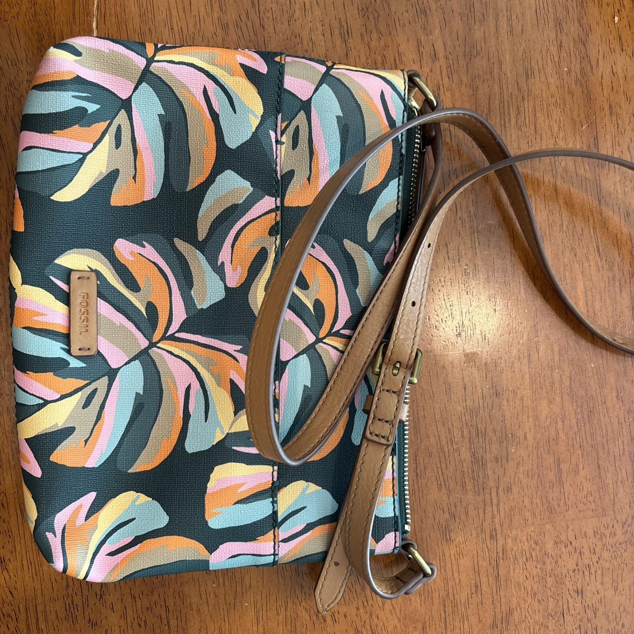 Fossil multicolor tropical print crossbody bag with... | Depop