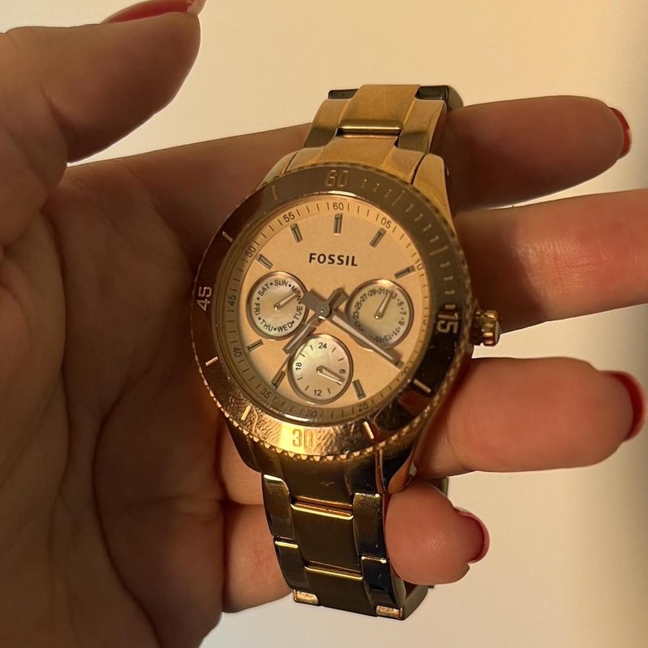 Fossil watch. Rose gold pearl chronograph women’s... - Depop
