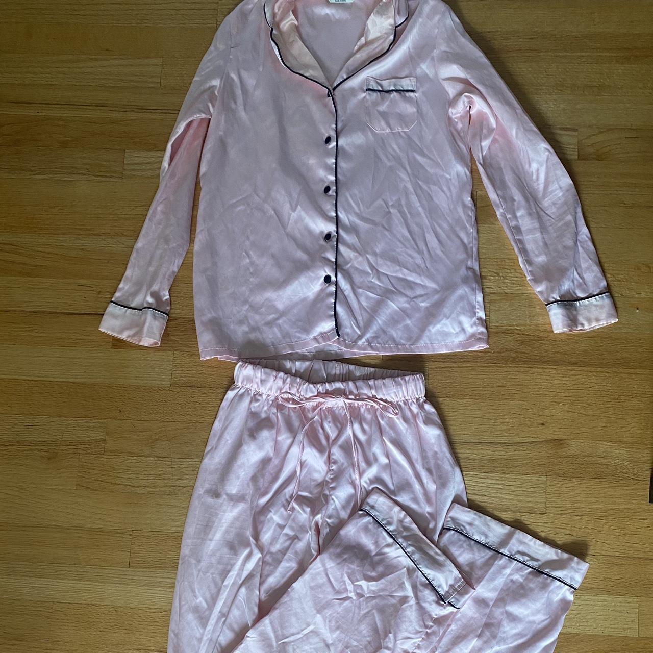 pink pajama set from Primark. has some discoloration... - Depop