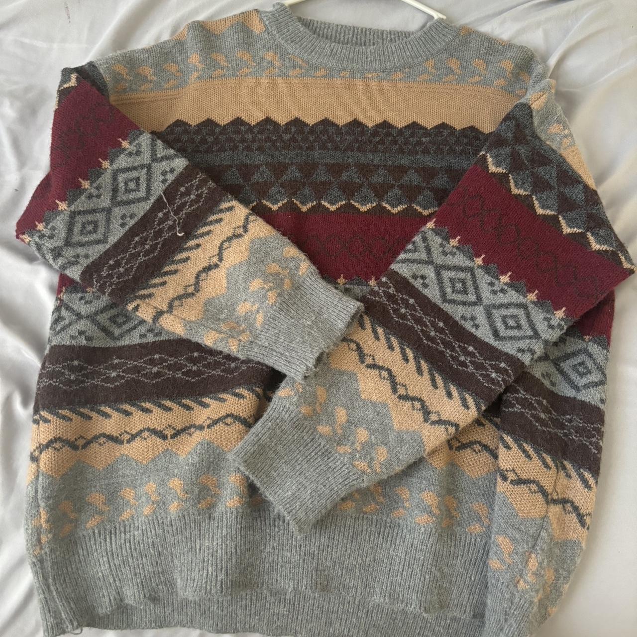 Grudge oversized patterned sweater, not itchy at all... - Depop