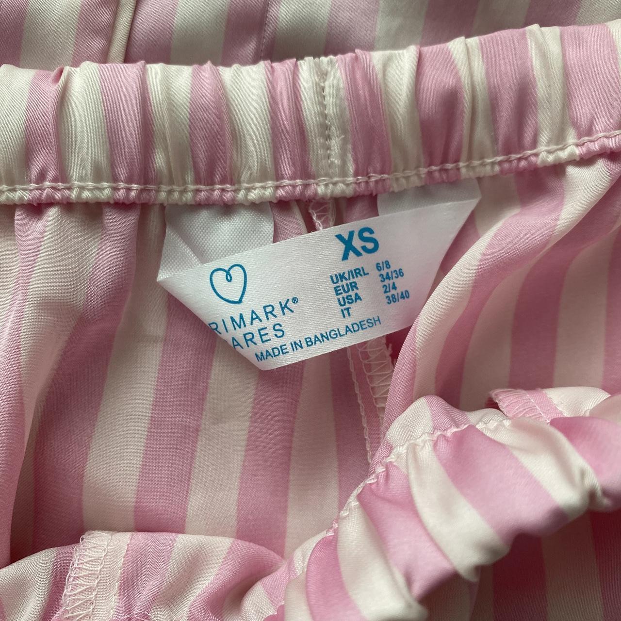 Primark Pink Stripes Short Sleeve Notch Collar Top &... - Depop