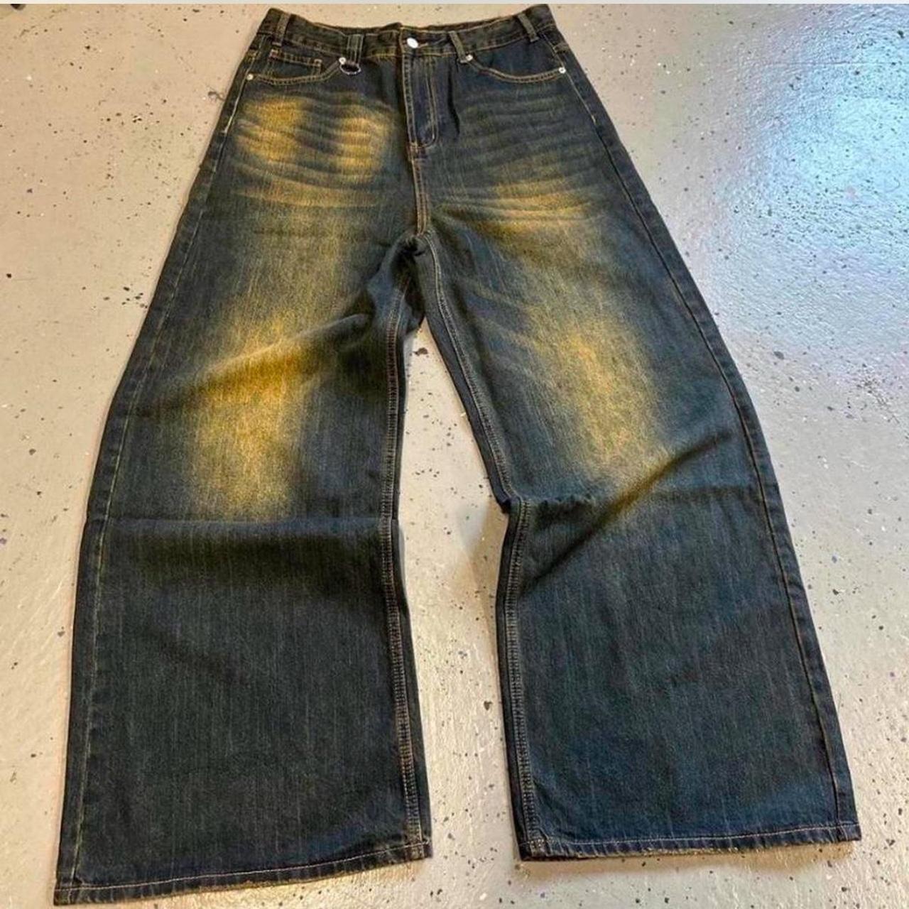 vintage baggy y2k urban wide leg bleach lightwash... | Depop