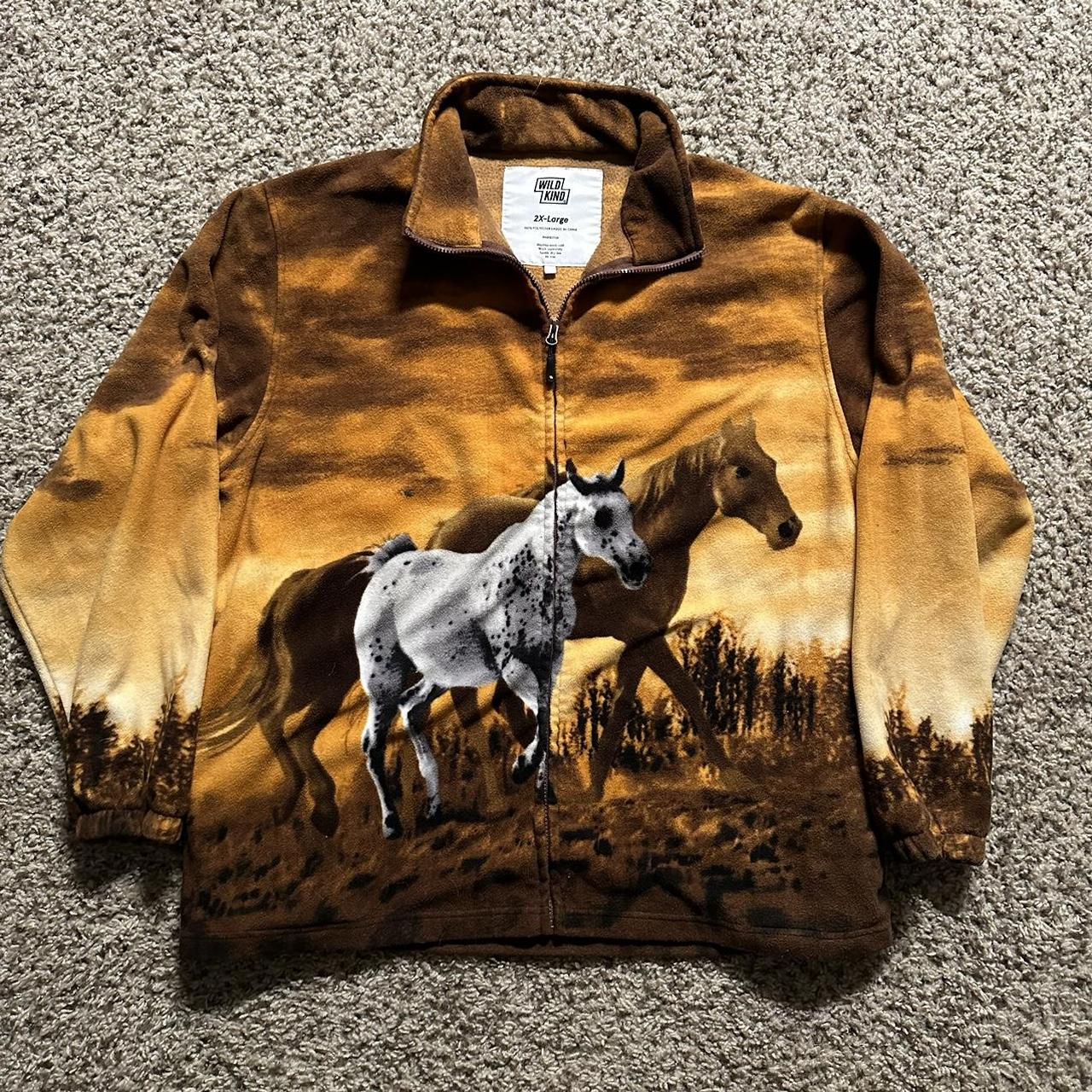 Wild Kind AOP horses Fleece Size: XXL Measurements:... - Depop