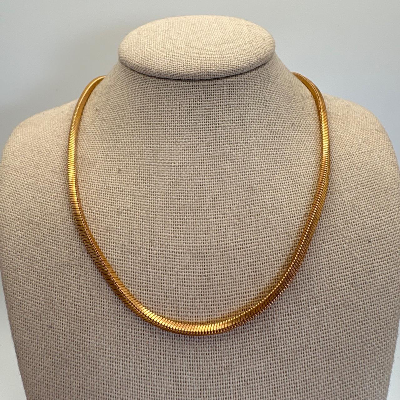 Gold Plated Serpentine Link Chain Necklace Lobster... | Depop