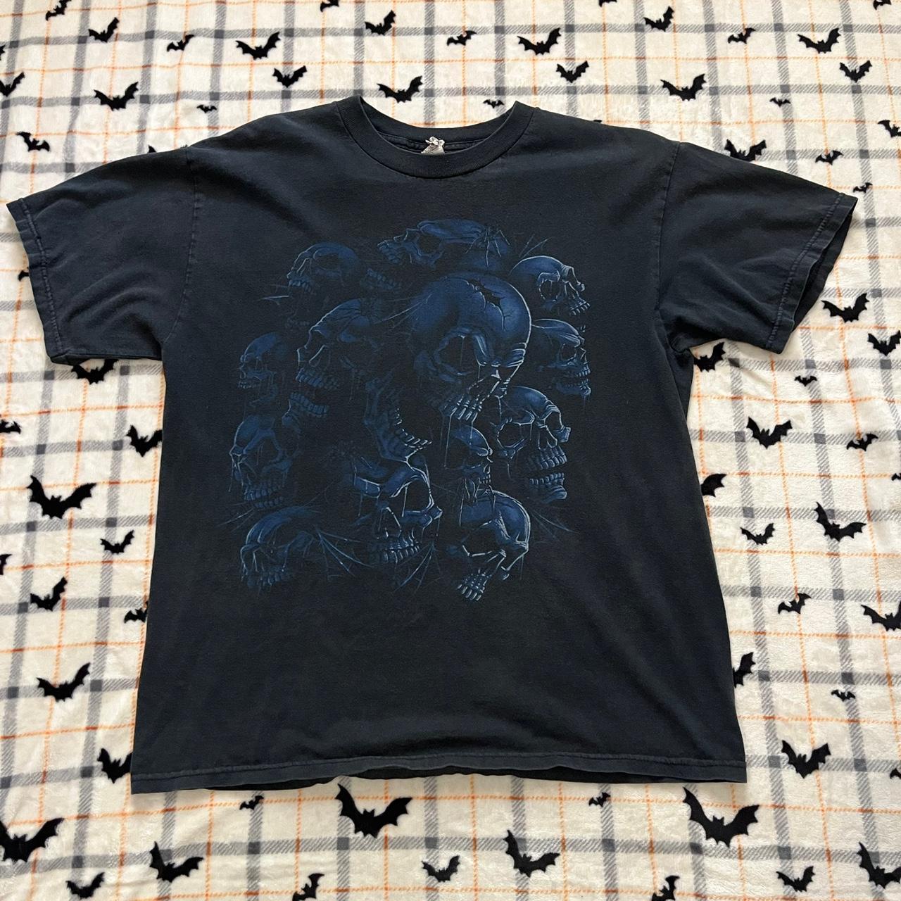 Black and blue skull t-shirt. #alt #skullt-shirt... | Depop