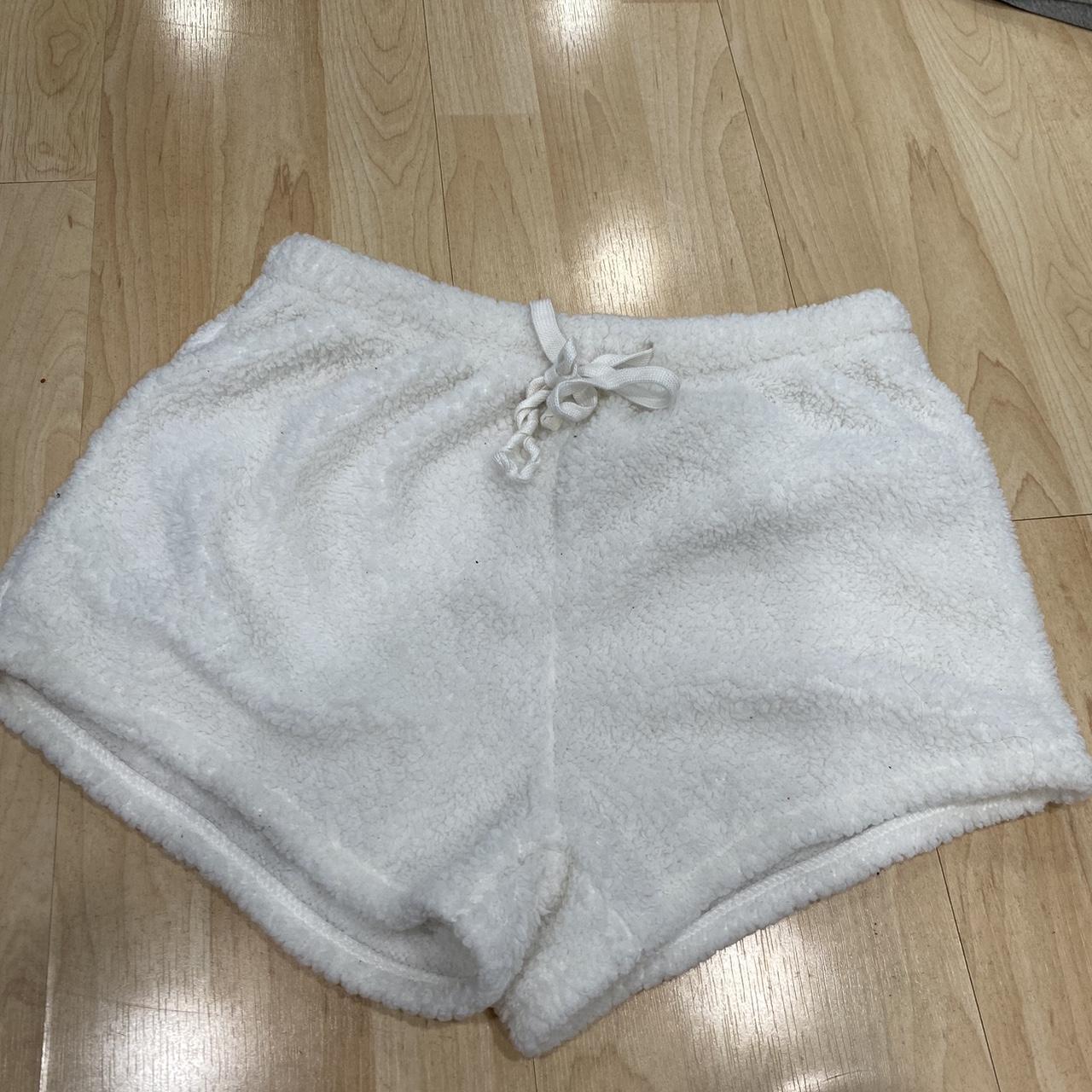 fuzzy white shorts - Depop