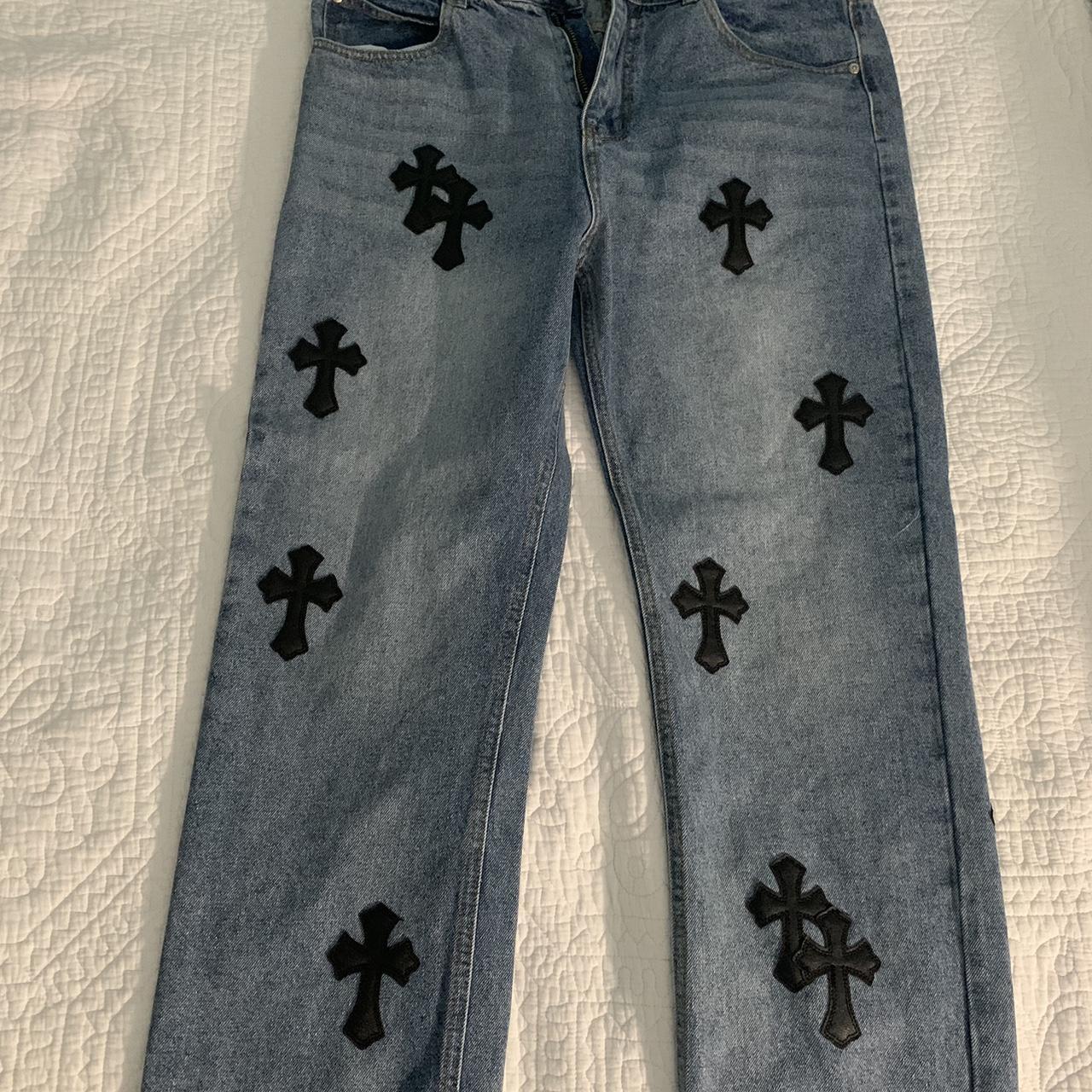 Chrome hearts cross denim jeans Rep size 32 fits... - Depop