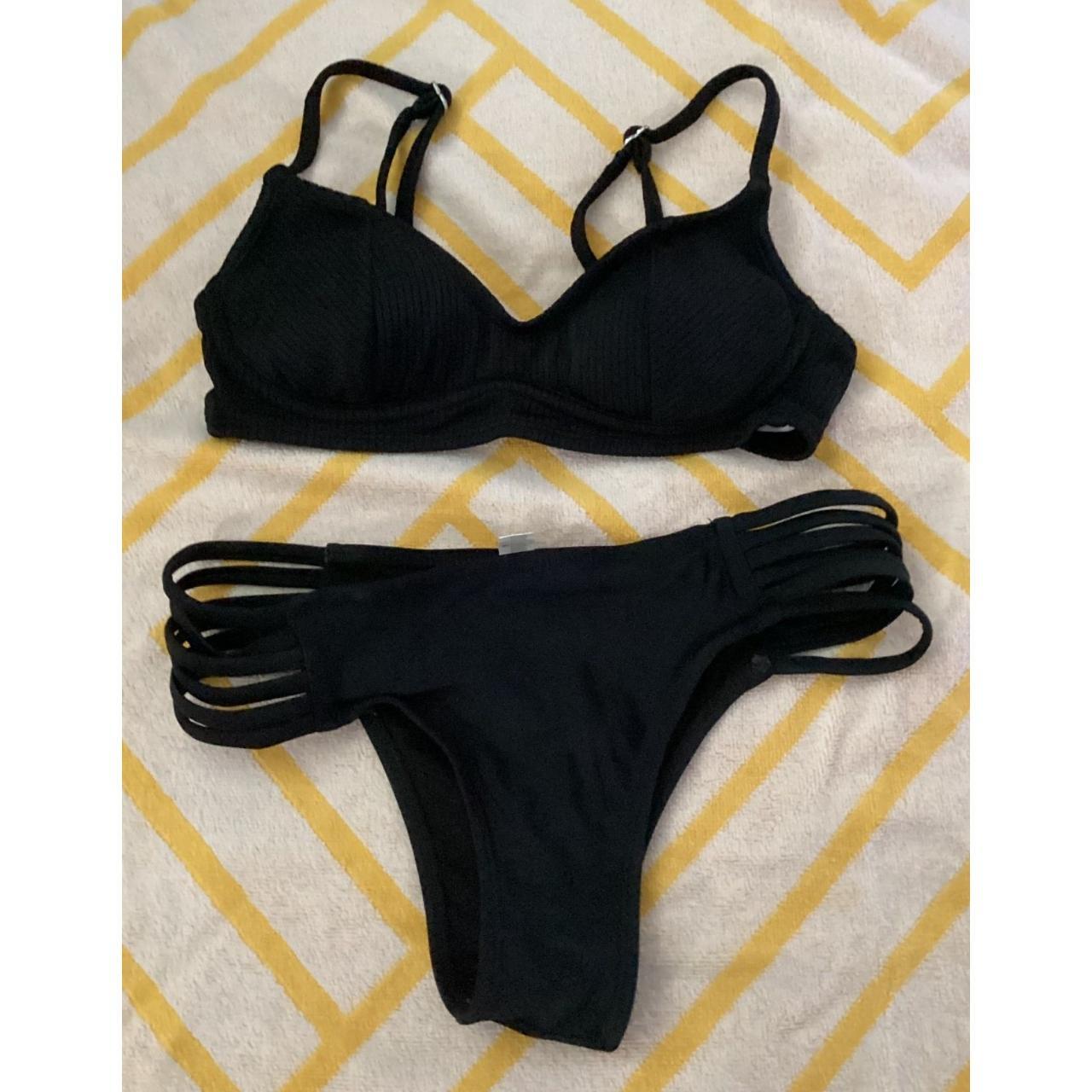 Elegant and stylish, this black strappy bikini set... - Depop