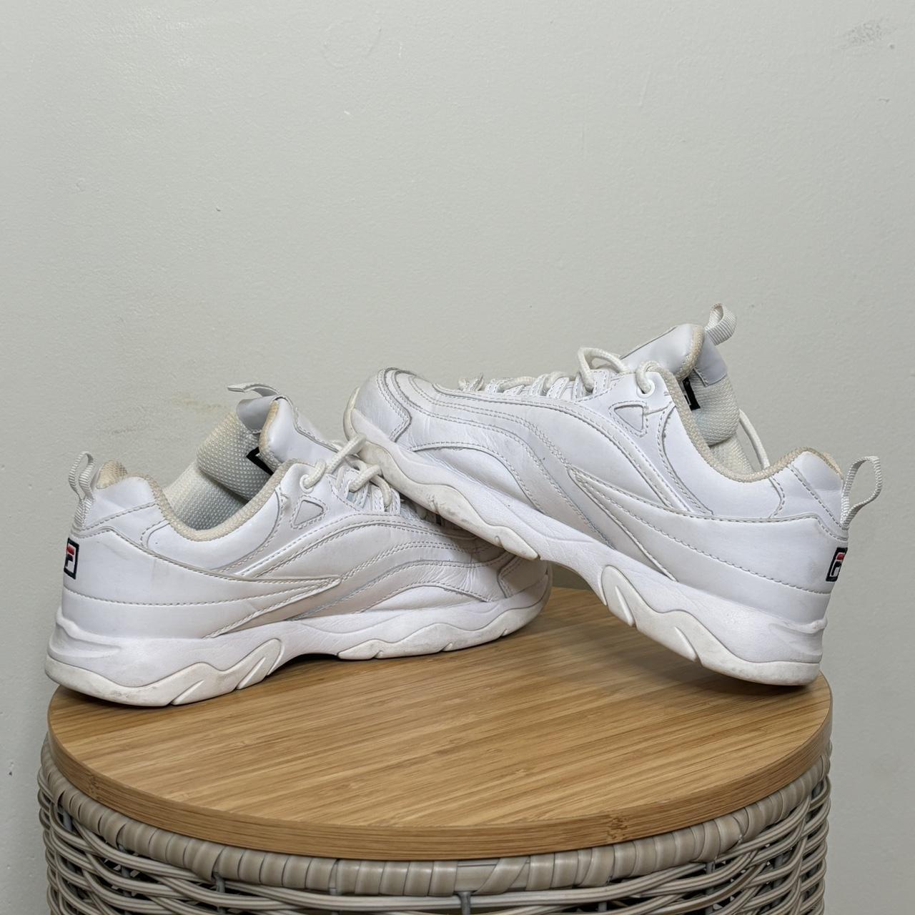 💋white chunky Filas Size 7.5 used, good condition - Depop