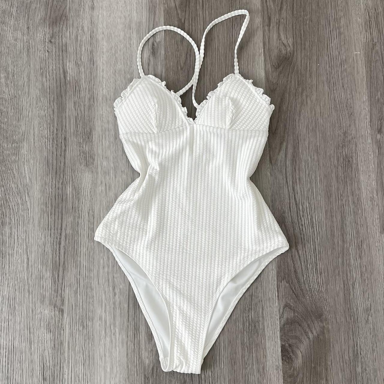 white h&m one piece swimsuit 🏖️ • size: xs •... - Depop