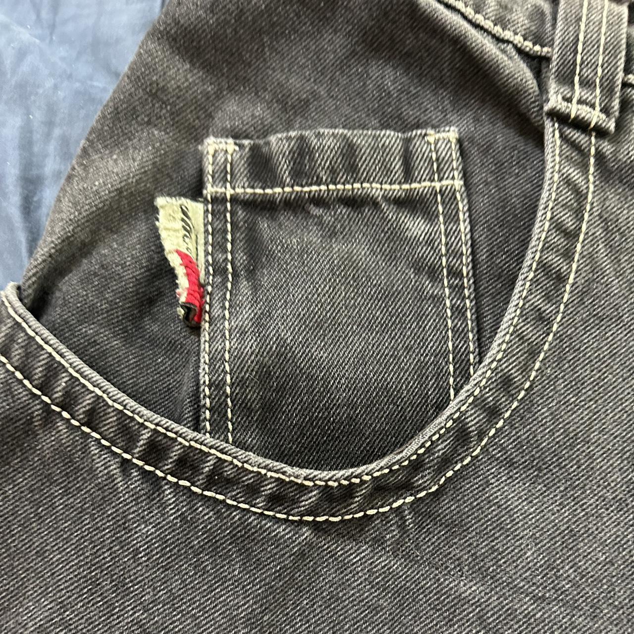 Washed black jncos cut into shorts very long send... - Depop