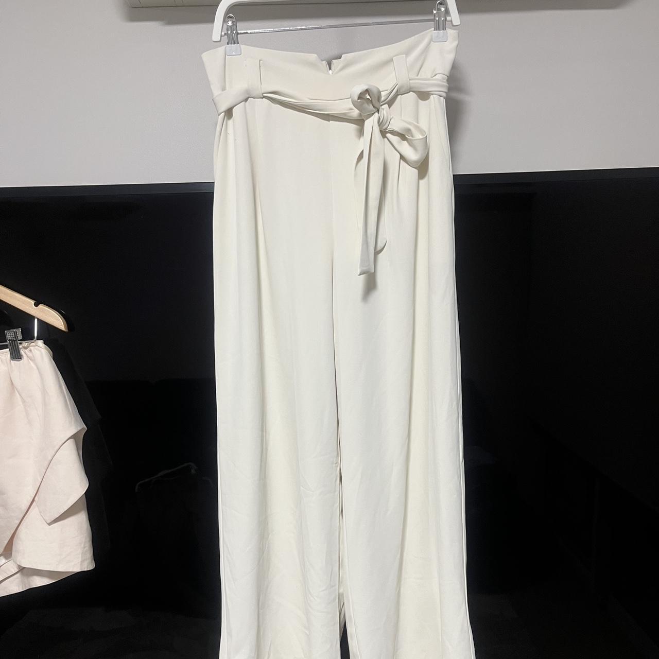 Style State White Wide Leg Tie waisted trousers size... | Depop