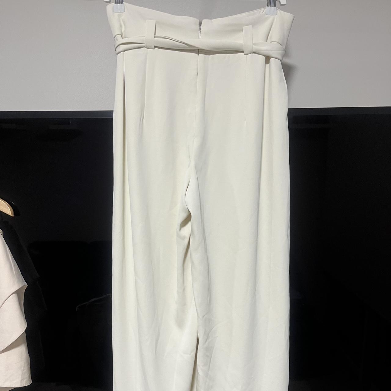 Style State White Wide Leg Tie waisted trousers size... | Depop