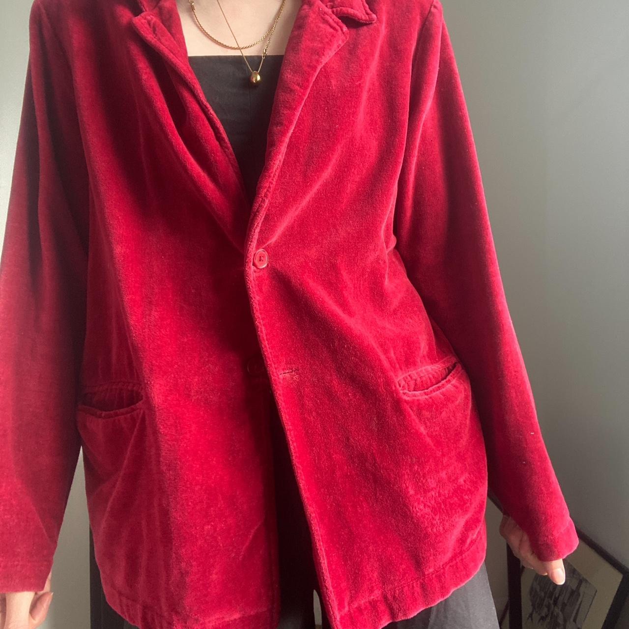 Red velvet jacket. Vintage velvet blazer.... - Depop