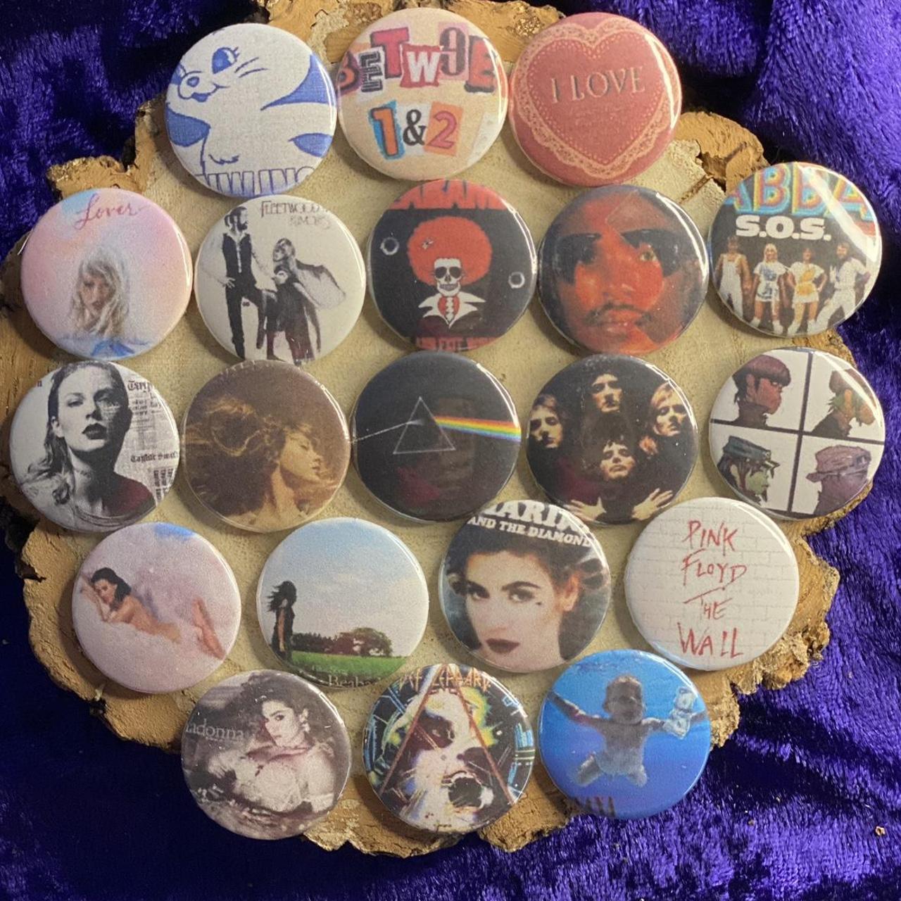 assorted album cover button badges ♥️ one badge for... - Depop