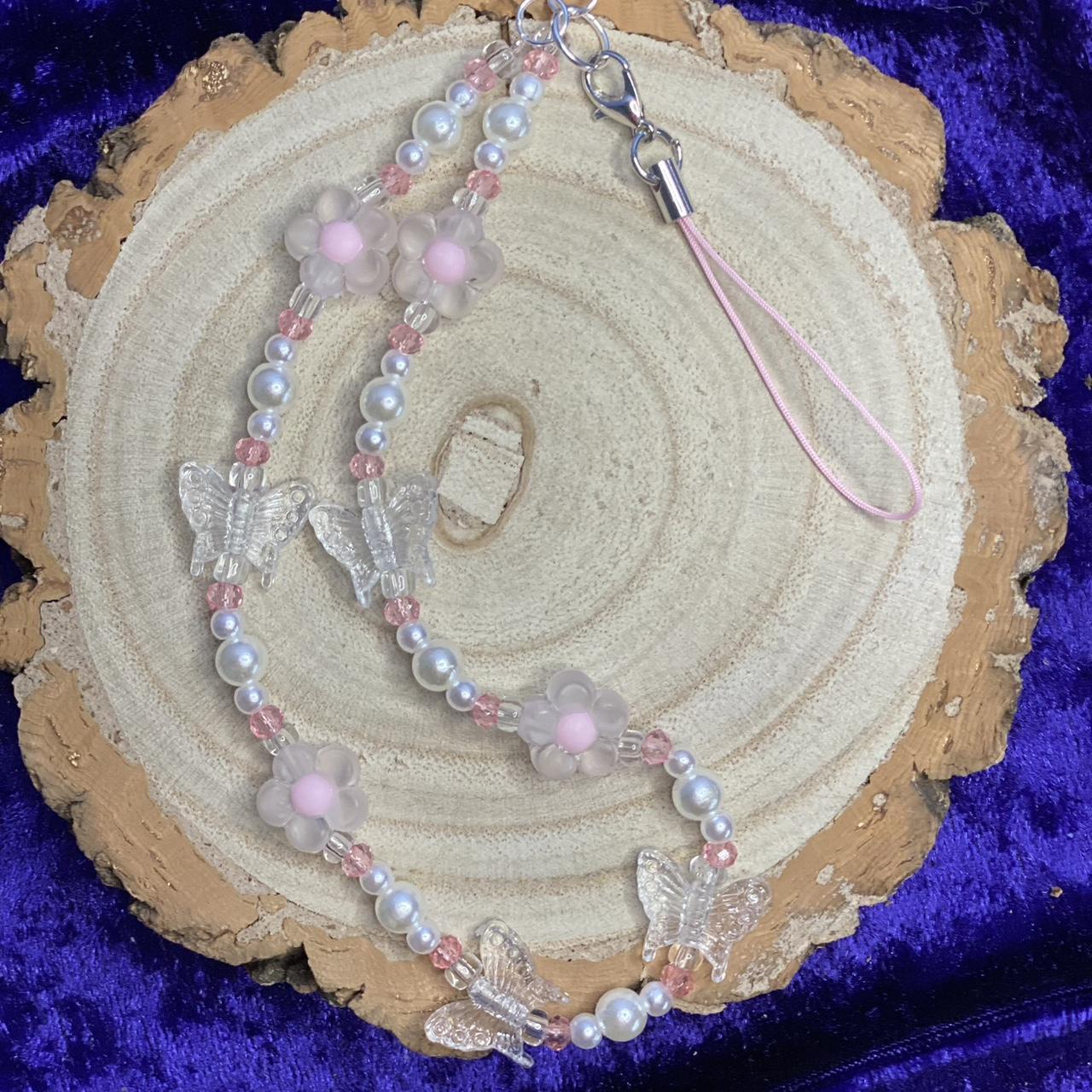 pink flower phone charm 🩷 handmade by me... - Depop