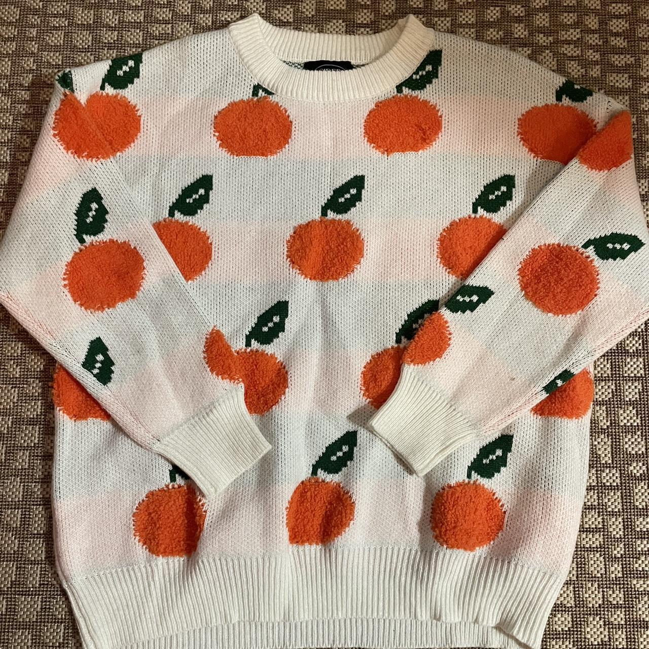 Cider oranges crew neck white sweater - Depop