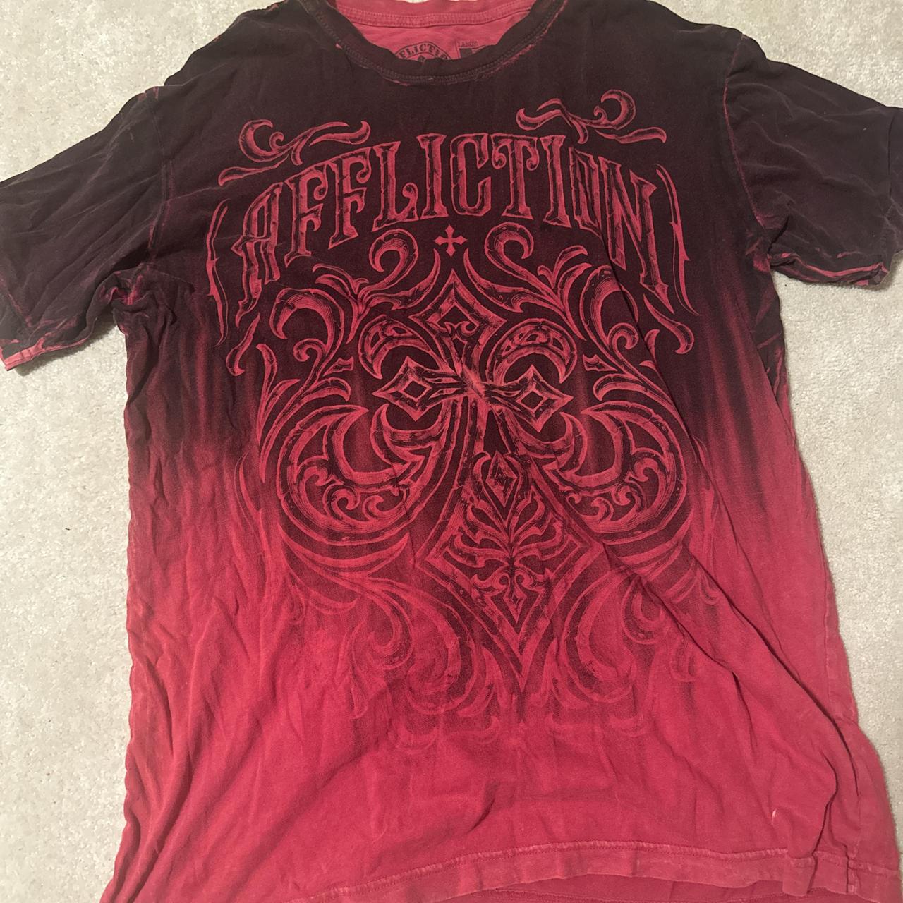 Red & black Affliction shirt #goth#opium#affliction - Depop