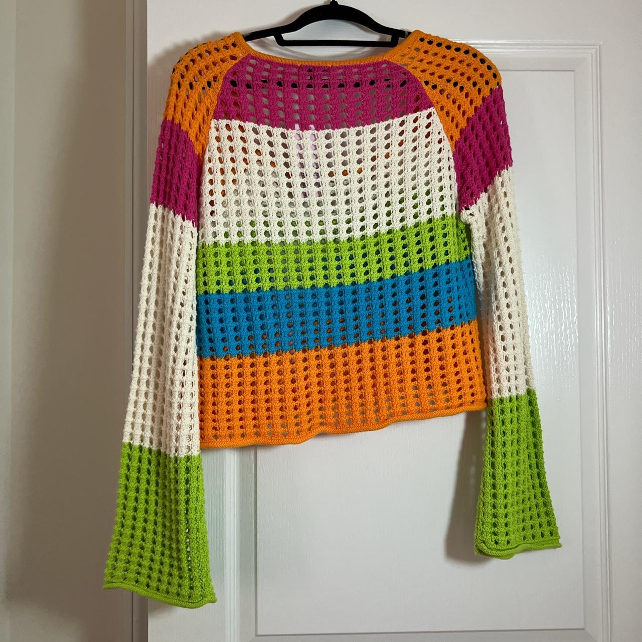 Multi colored Wild Fable crochet sweater top. Never... - Depop