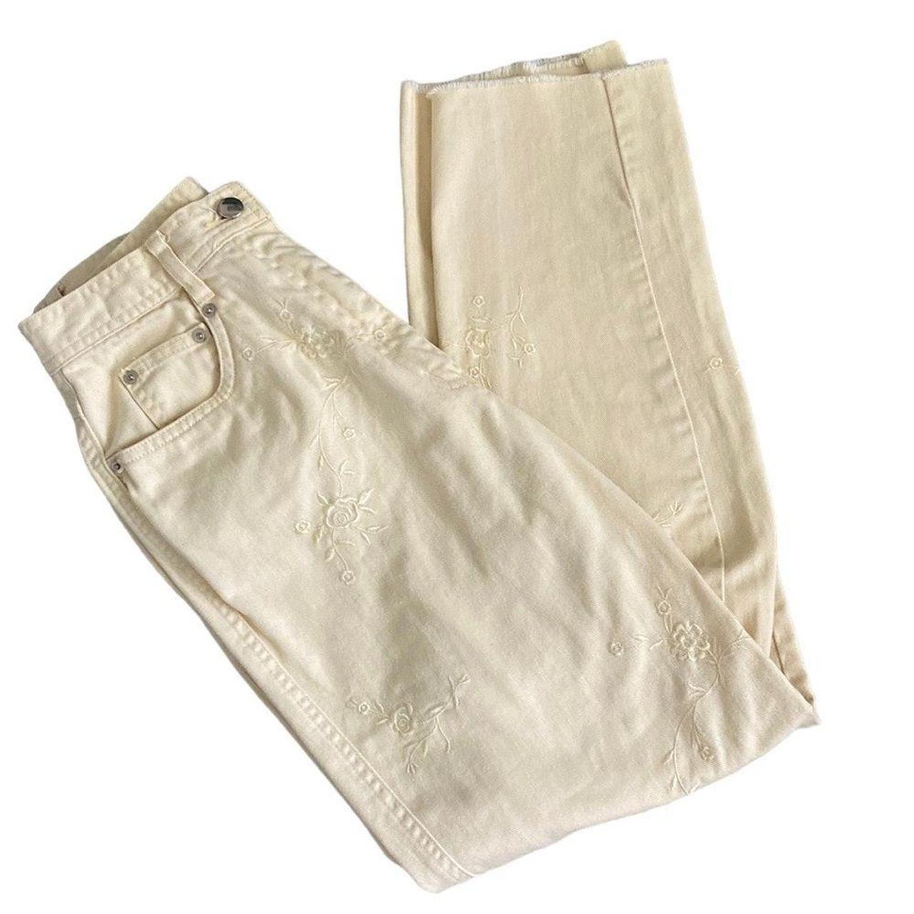 Vintage High Rise Together Jeans A Cream Color With... - Depop