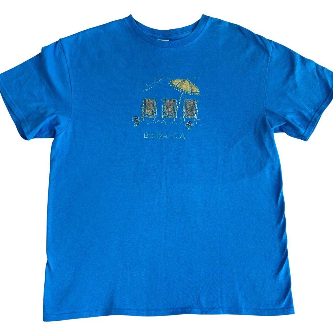 90’s Bedazzled Rhinestone Tee Shirt Aqua Size... | Depop