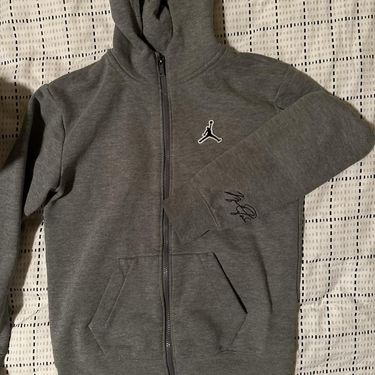 Grey Jordan Zip Up Big kids Size L | Depop