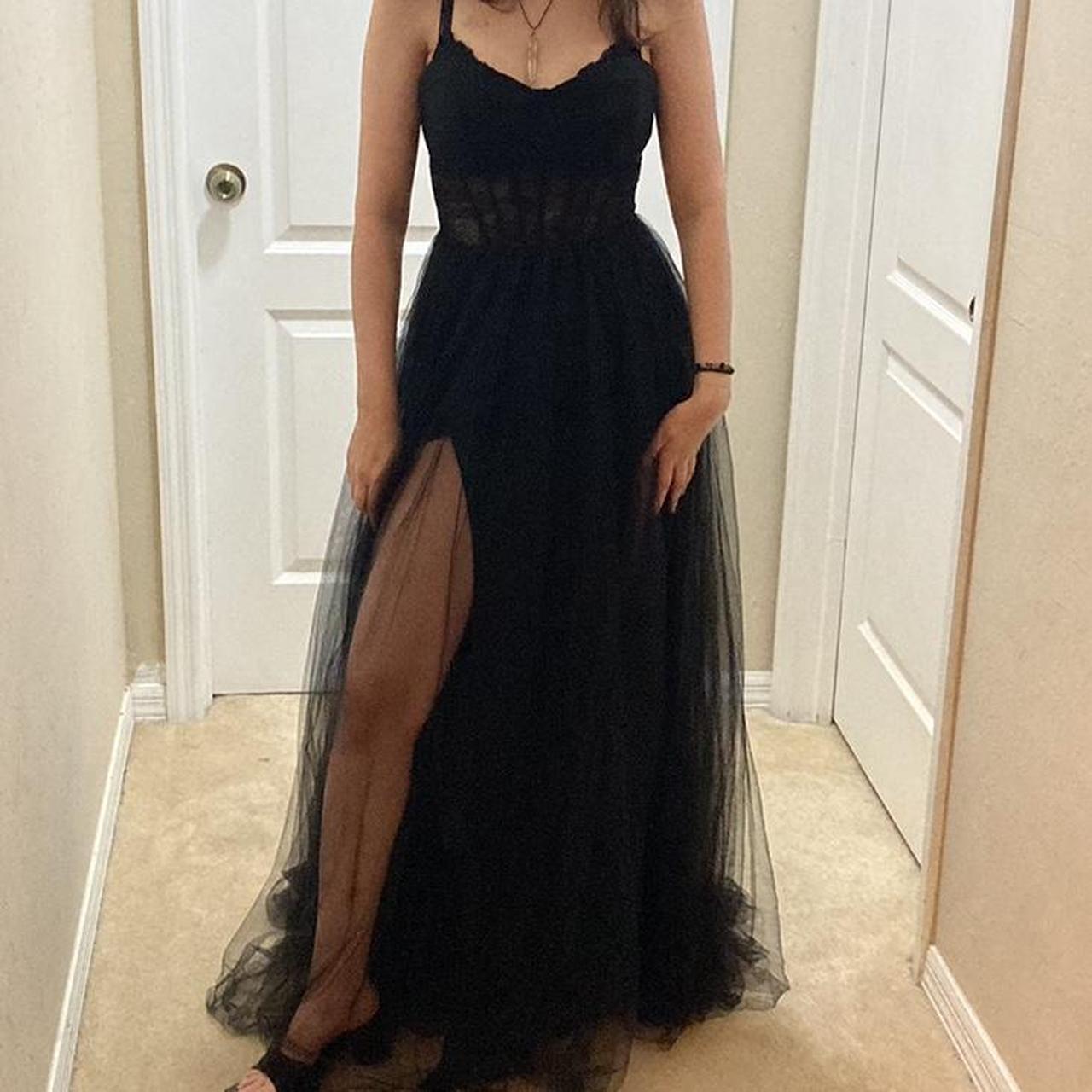 5/6 black double slit corset prom dress - Depop