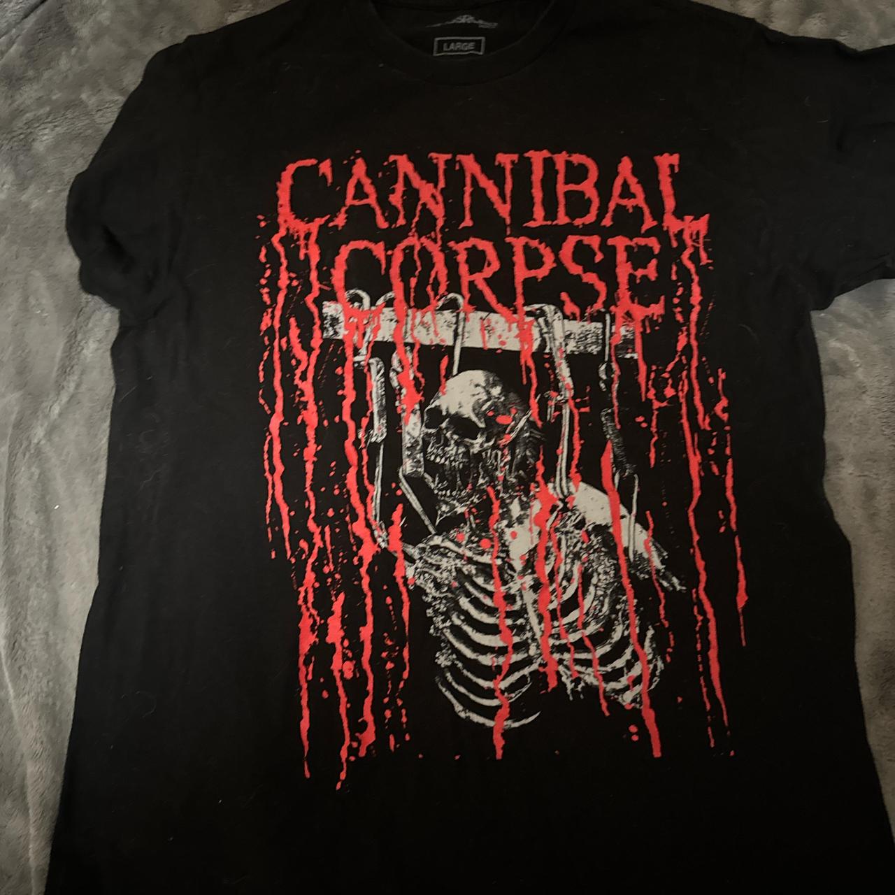 Black and red Cannibal Corpse band tee fits like a... | Depop