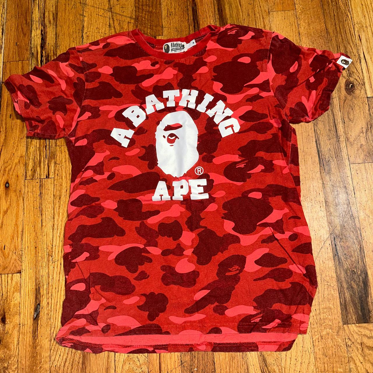 Authentic BAPE Red Camo College Tee ⭐️⭐️⭐️ lightly worn - Depop