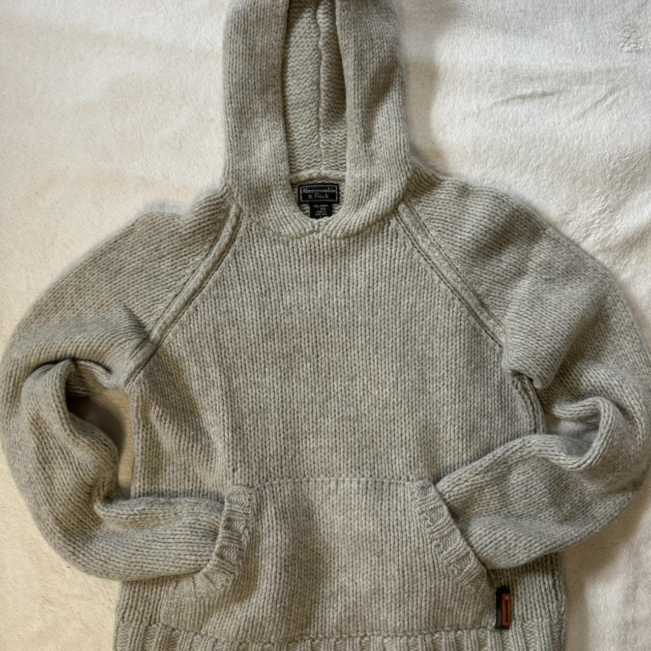Grey vintage Abercrombie & Fitch hooded sweater size... - Depop