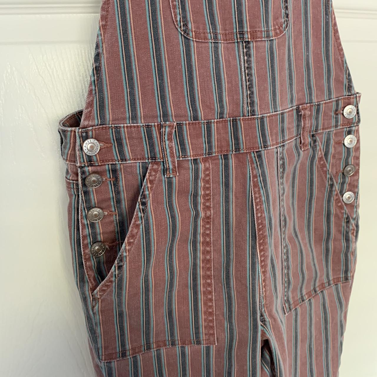 Cute Vintage colorful pin strip overalls Great... - Depop