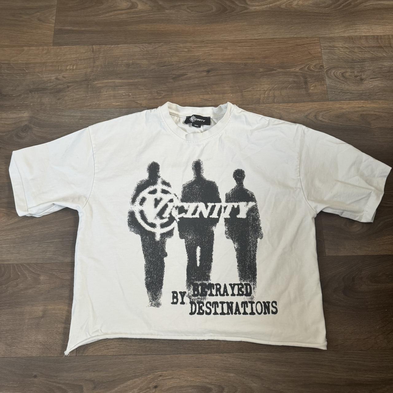 Vicinity white and black cropped t-shirt with a... - Depop