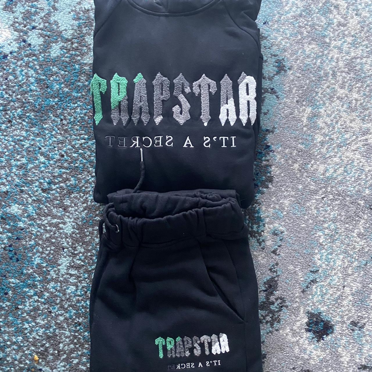 Trapstar black/green tracksuit 100% legit Size medium - Depop