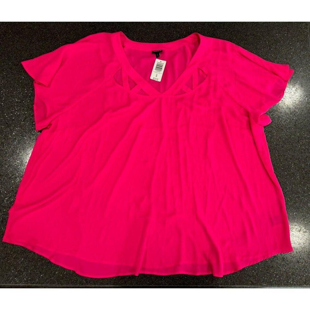 Torrid Hot Pink Criss Cross Blouse Size 5X Torrid... - Depop
