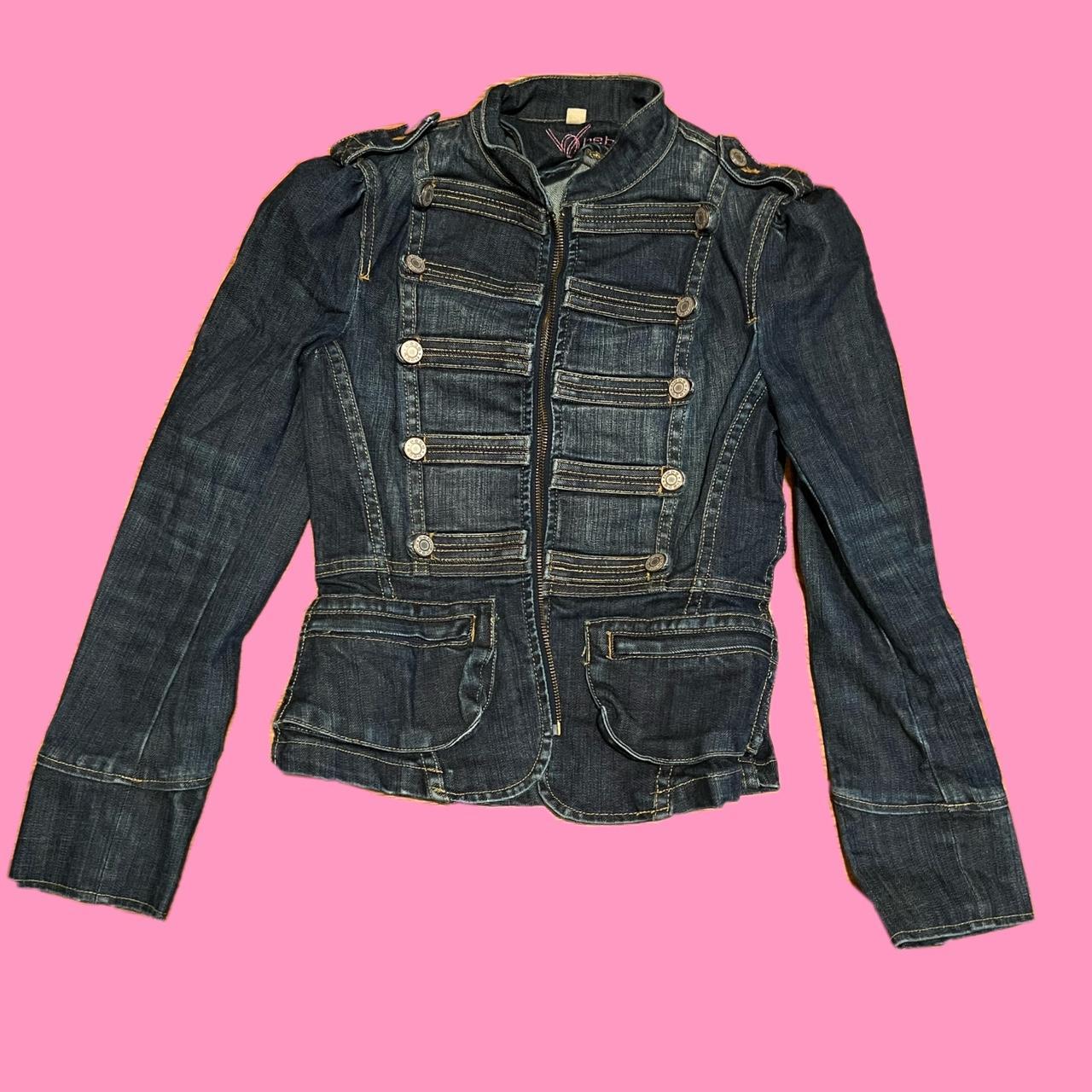 denim march-band styled bebe jacket no flaws size... - Depop