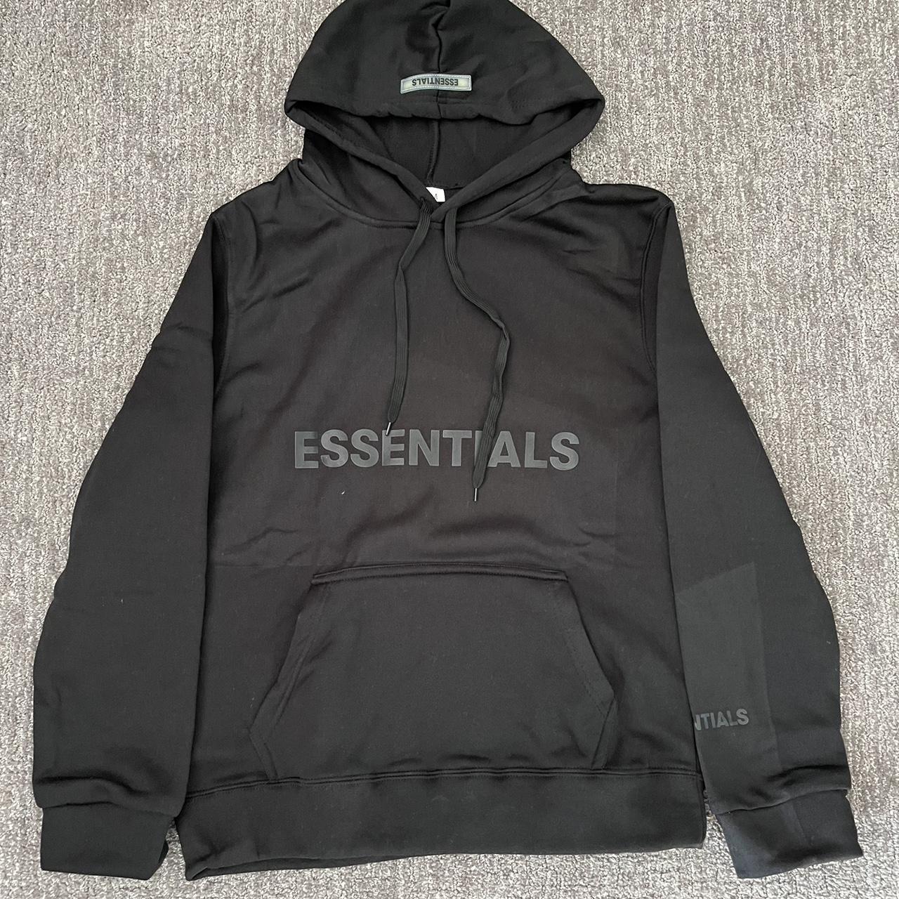 Black essentials hoodie - Depop