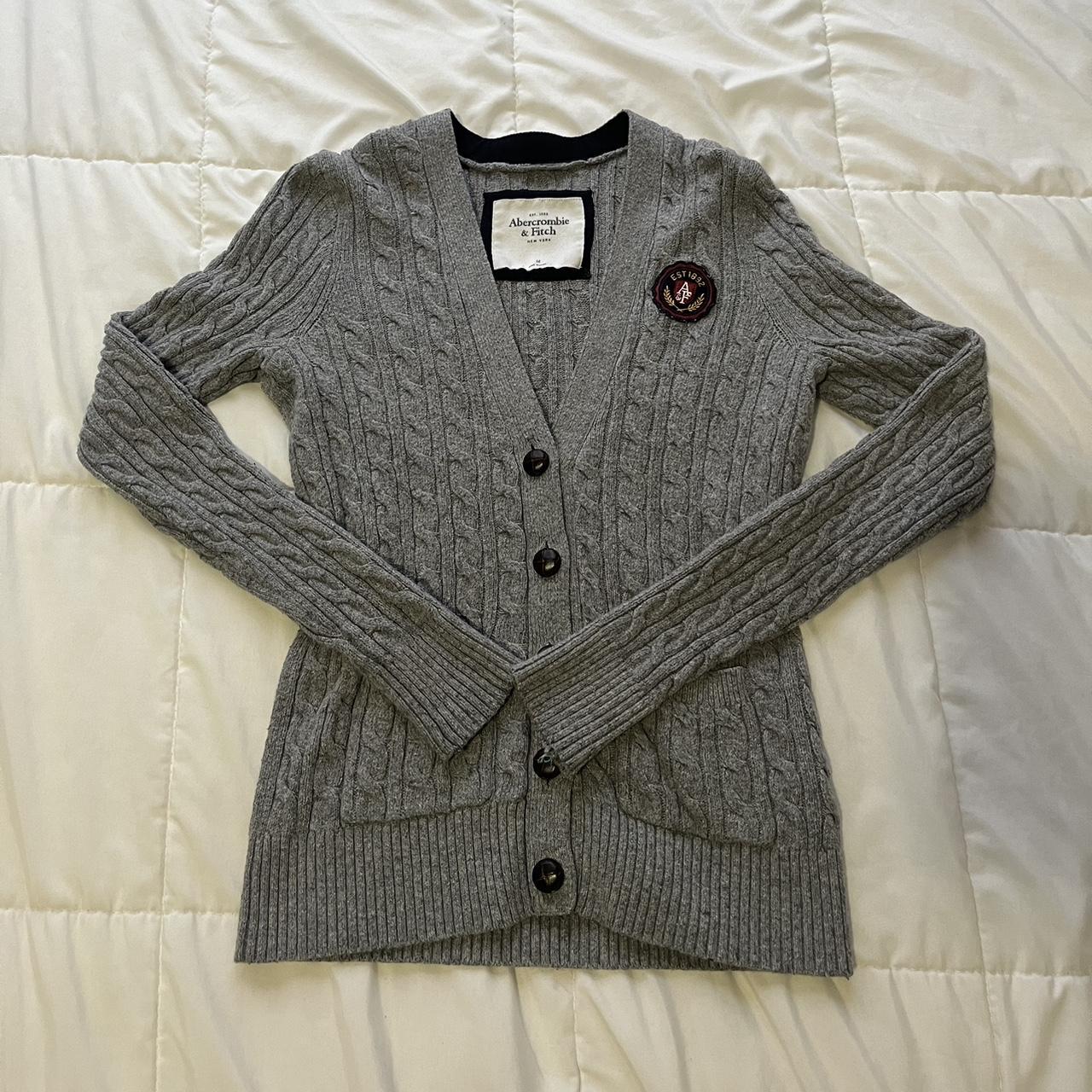 thrifted Abercrombie & Fitch gray cardigan size medium - Depop