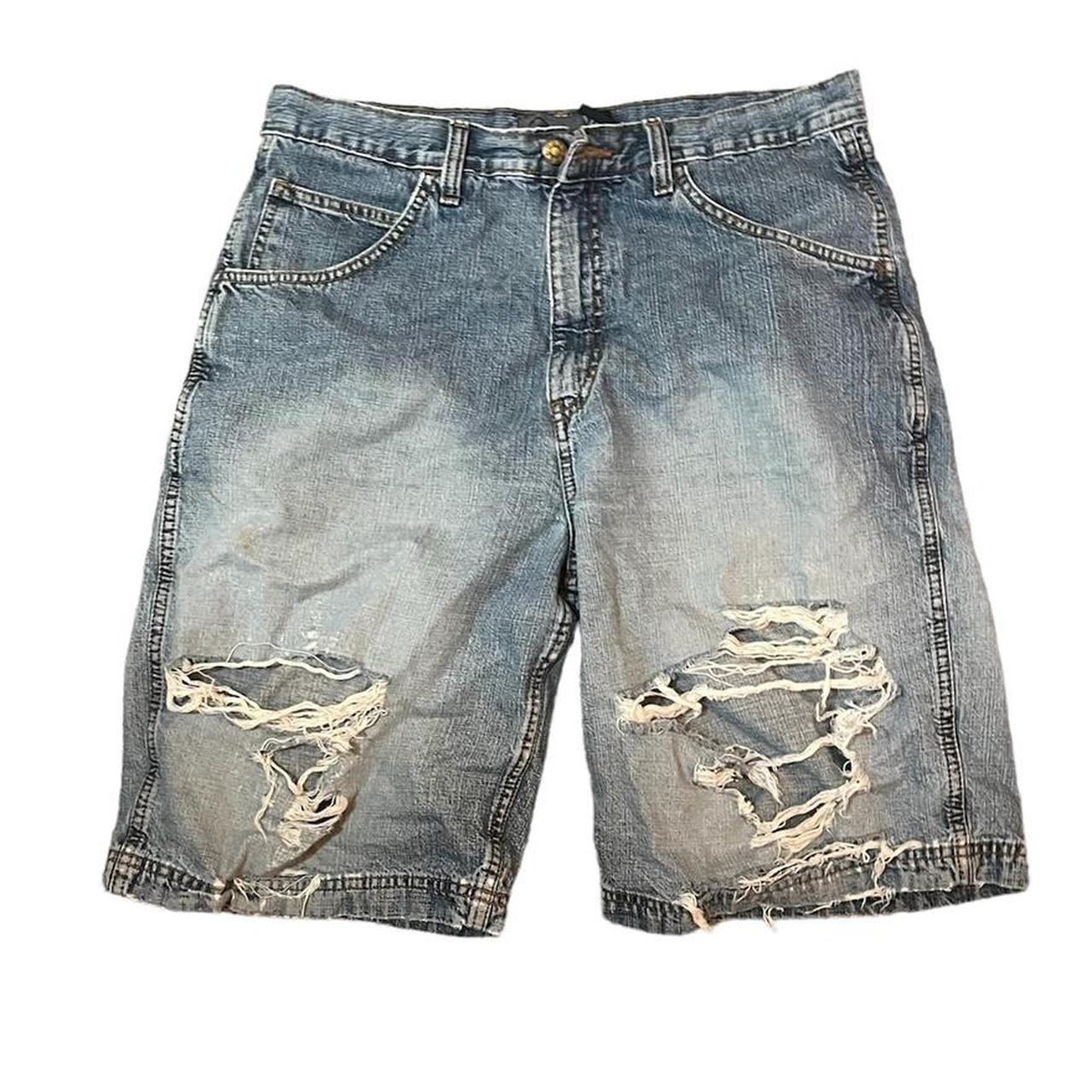 Ripped faded and distressed oversized jorts Holes by... - Depop