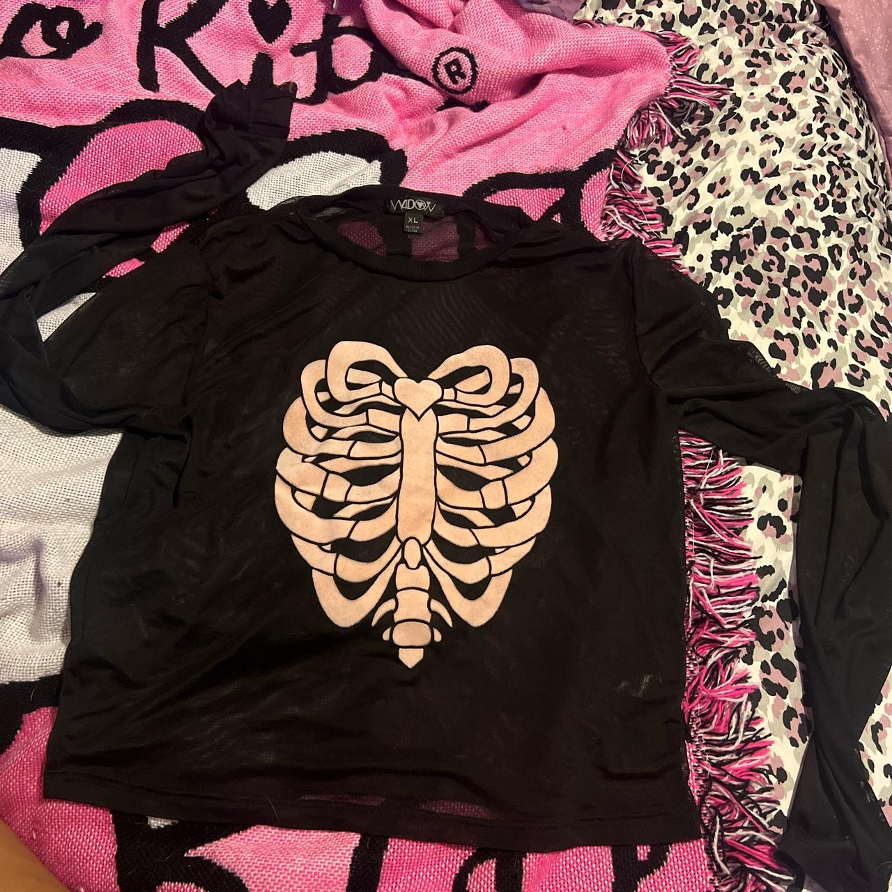 Got on dollskill cute emo skeleton long sleeve... - Depop